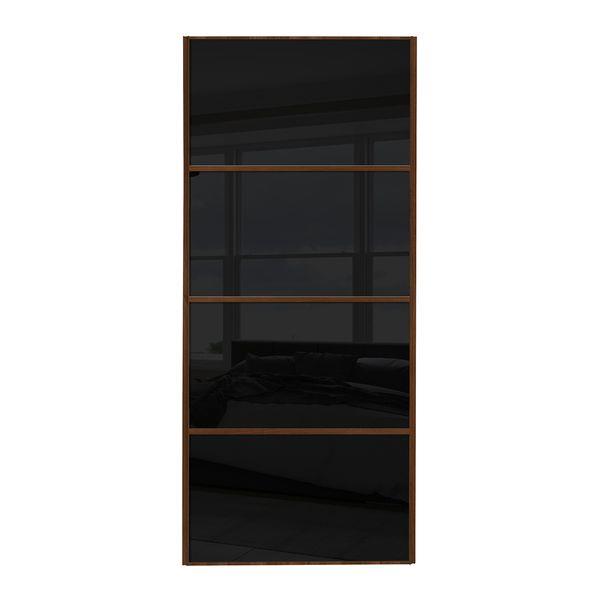 762mm Carini Walnut framed 4 panel black glass (CS) - Sliding Wardrobes