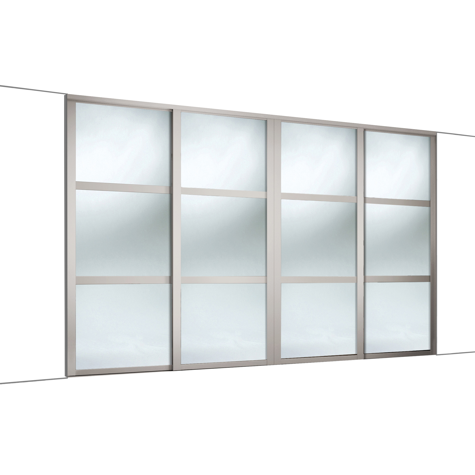 Shaker 4 X 914mm 3 panel cashmere frames, mirror doors + track kit ...